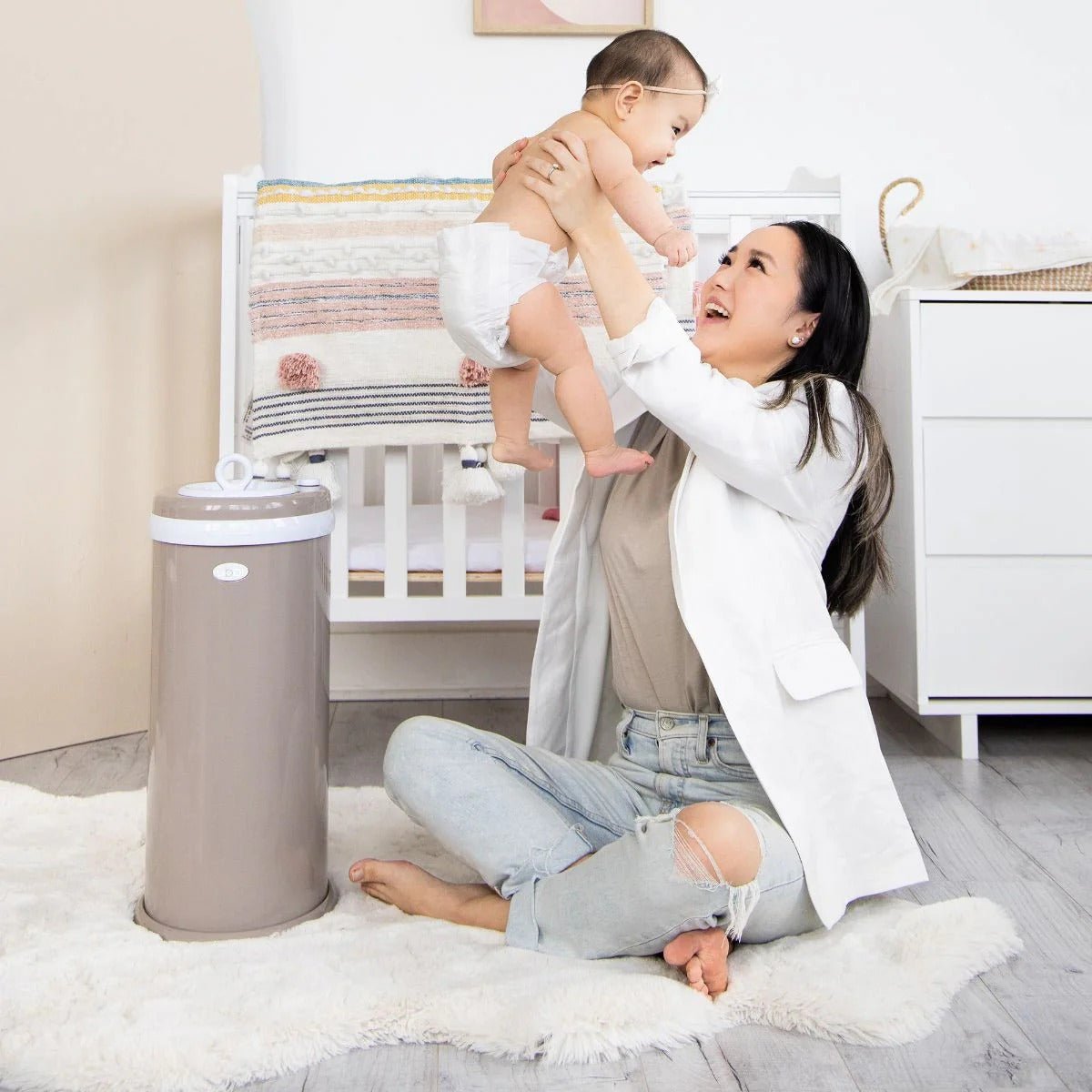 Ubbi Steel Diaper Pail – Matte Taupe – HYPHEN KIDS